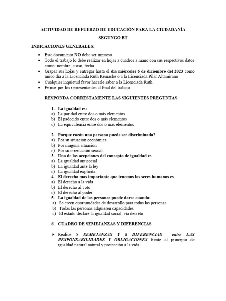 Refuerzo 1 Segundo BT | PDF