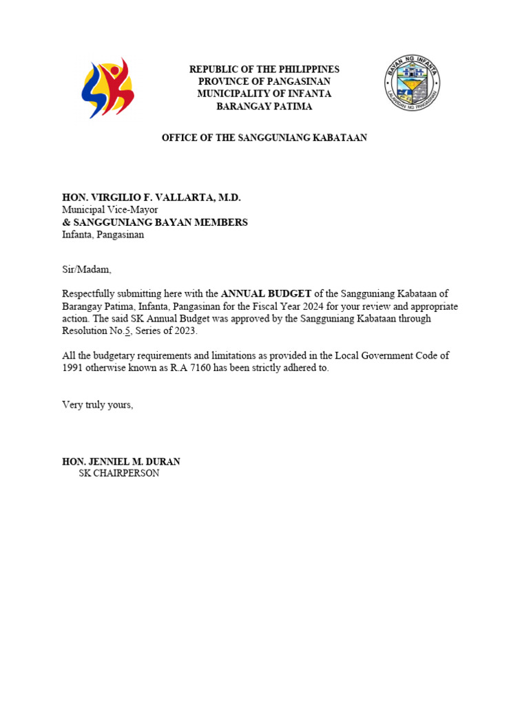 SK Patima Transmittal Letter | PDF