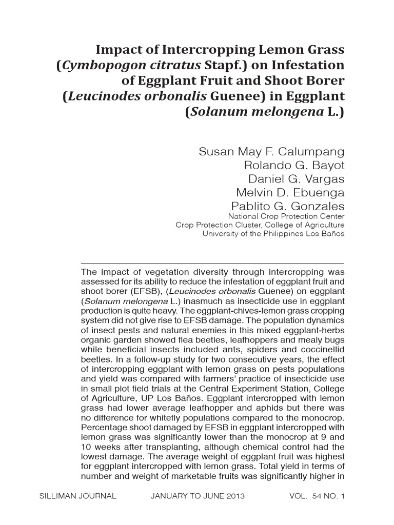 Impact of Intercropping Lemon | PDF | Eggplant | Pest (Organism)