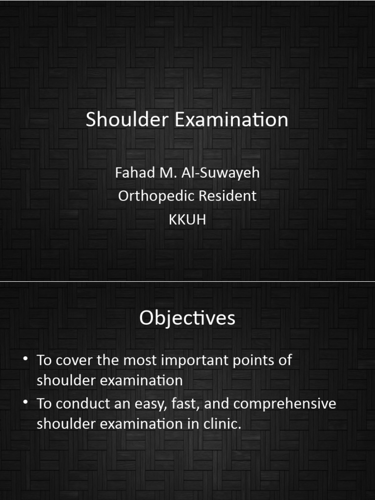 Comprehensive Shoulder Examination Guide | PDF | Wellness | Science ...