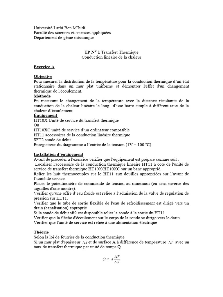TP Conduction | PDF | Conductivité thermique | Conduction thermique