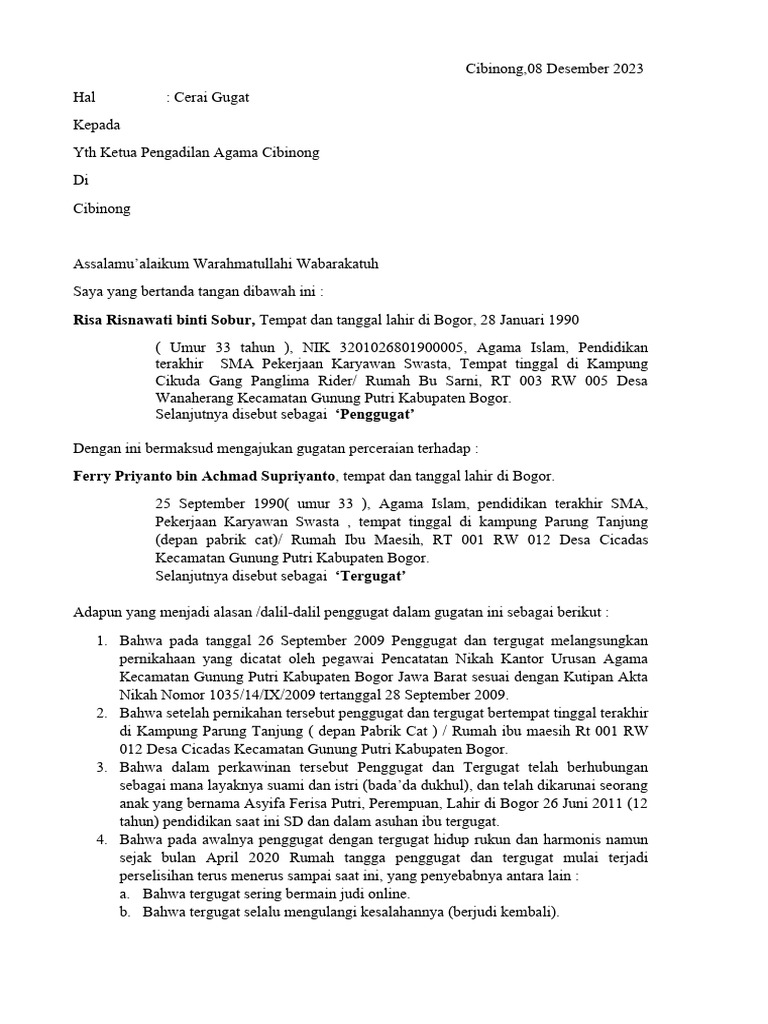 Cerai Gugat | PDF