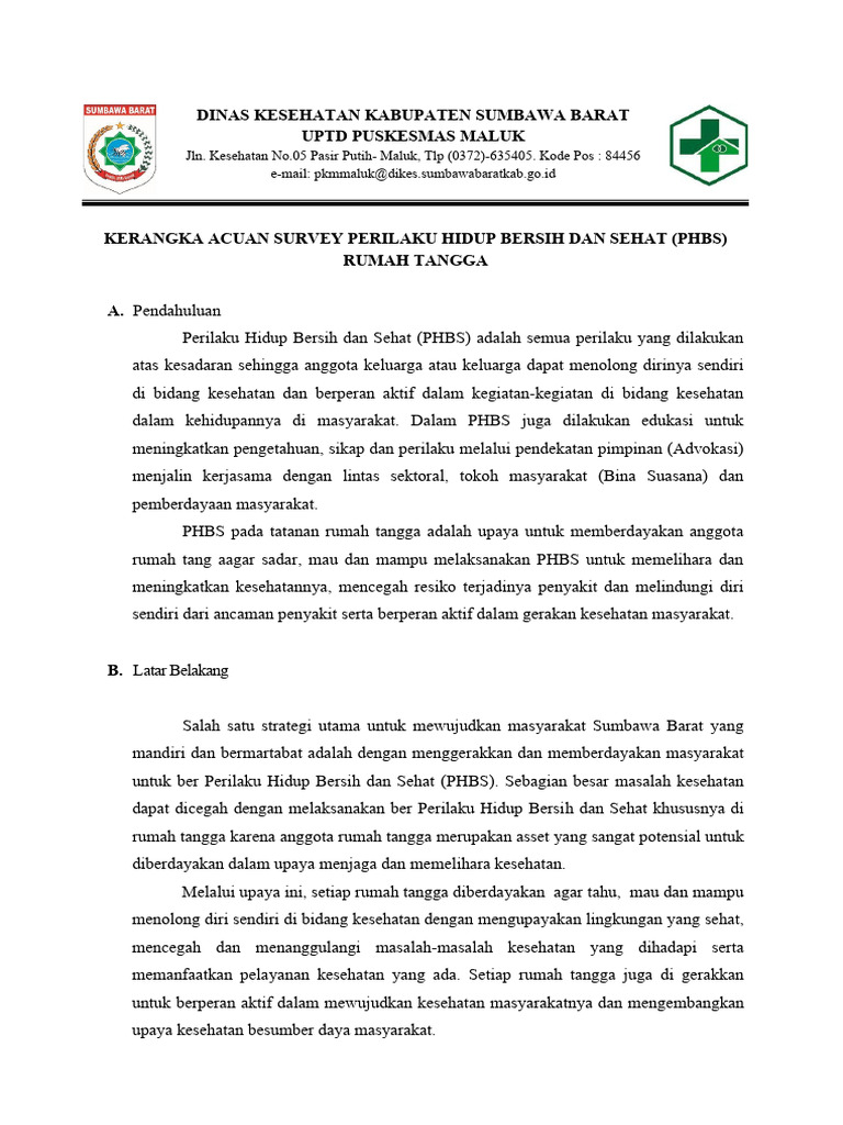 Survey PHBS Rumah Tangga Sumbawa Barat | PDF | Pengembangan Diri