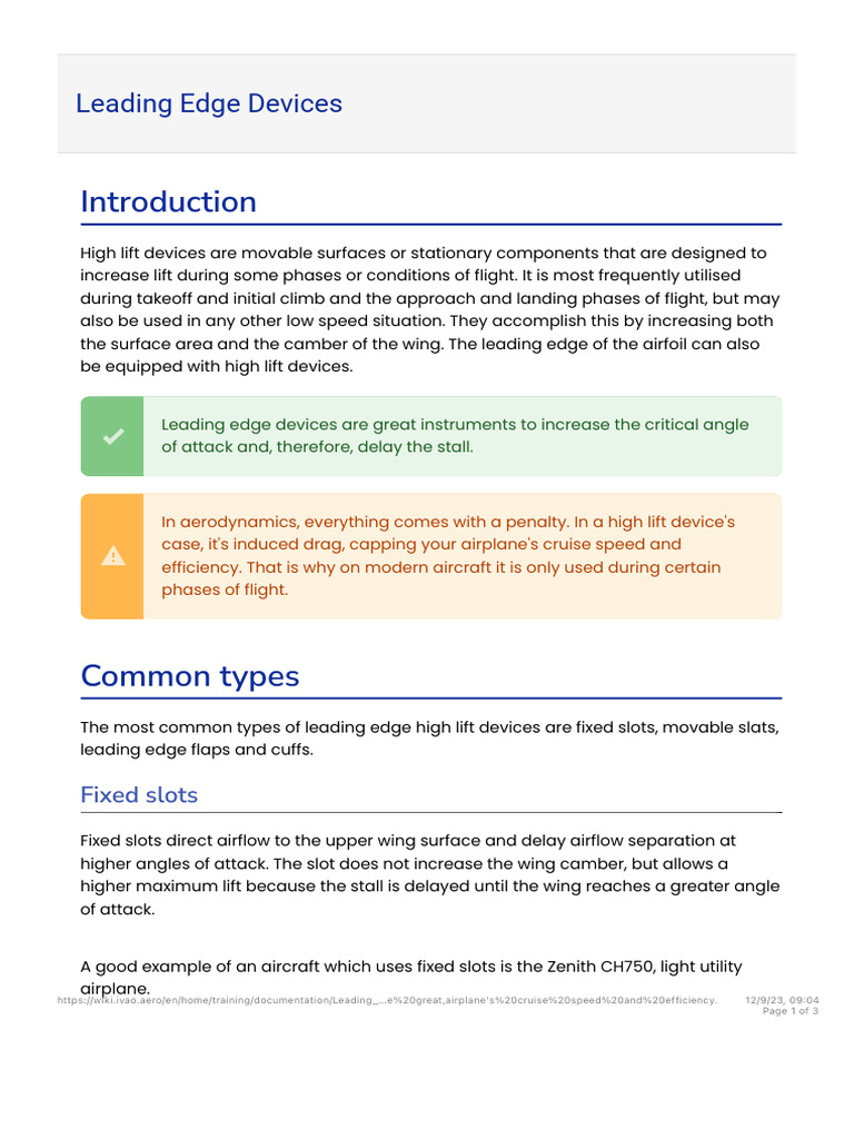 Leading Edge High Lift Devices Explained | PDF | Flap (Aeronautics ...