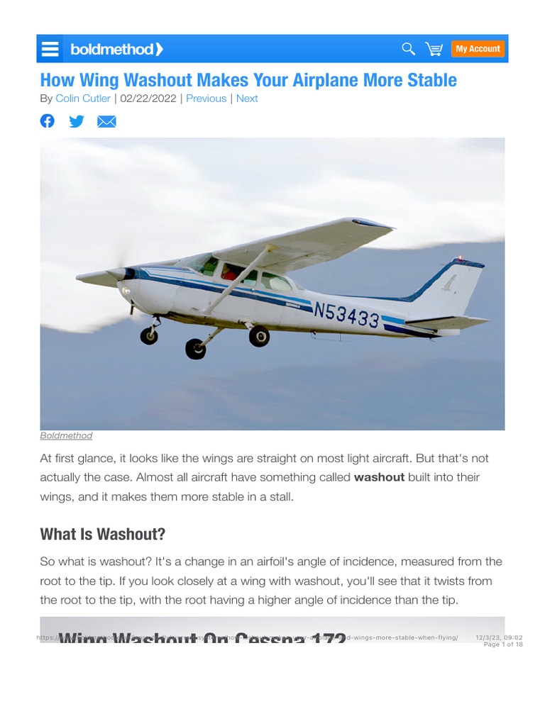 How Wing Washout Makes Your Airplane More Stable - Boldmethod | PDF