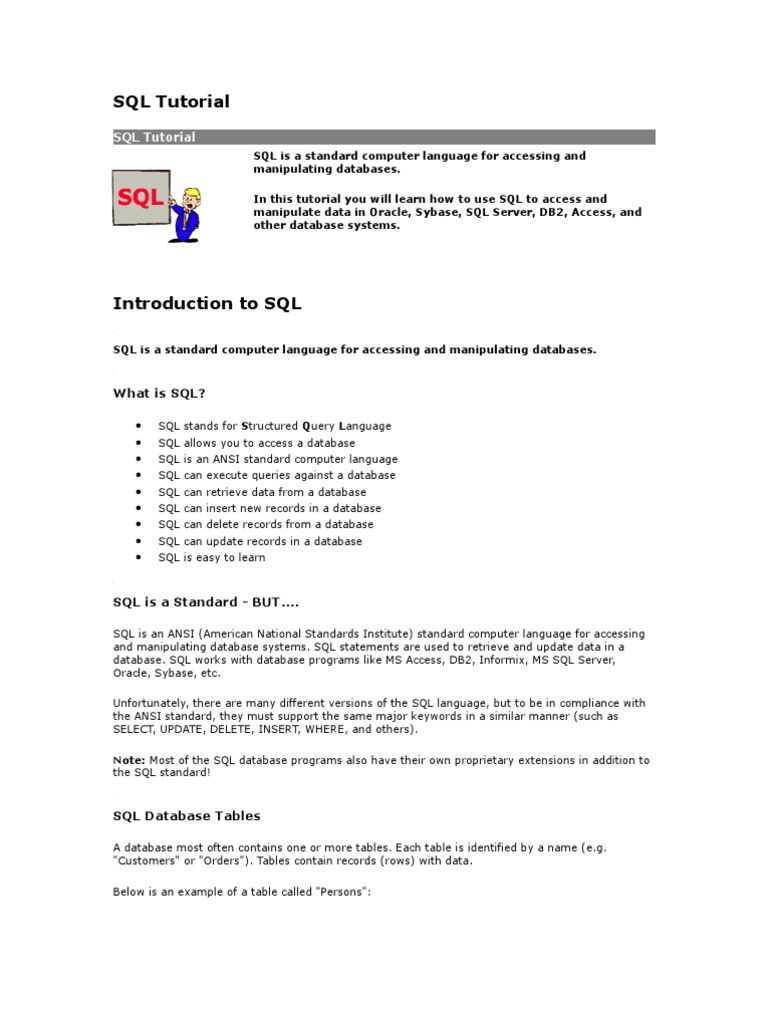 SQL Tutorial | PDF | Sql | Database Index