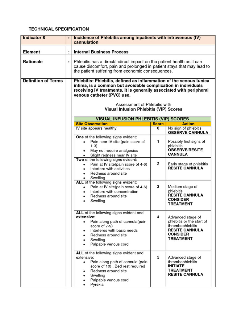 2.2 Technical Specification For Phlebitis | PDF | Intravenous Therapy | Clinical Medicine