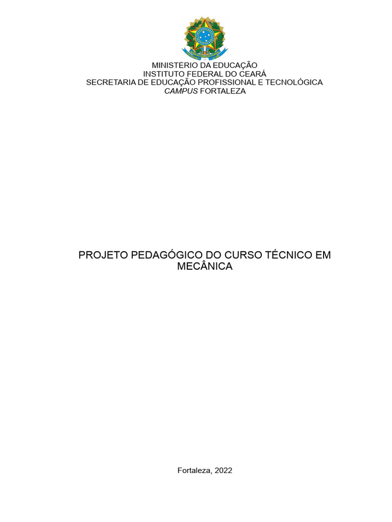 Projeto Pedagogico 2023 Mecanica Subsequente | PDF | Desenvolvimento ...