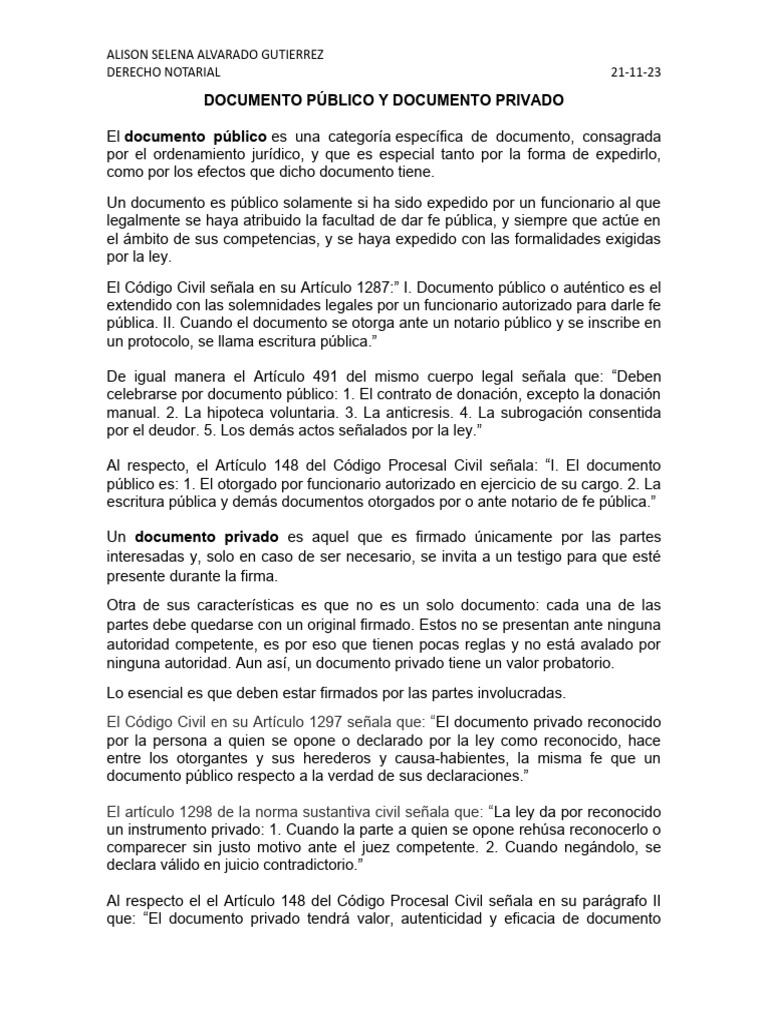 Documento Público y Documento Privado | PDF | Derecho Civil (Common Law ...