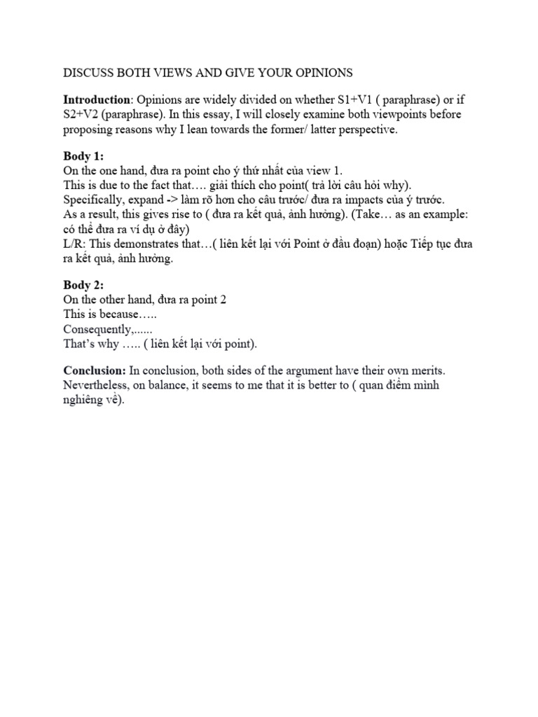 DISCUSS BOTH VIEWS AND GIVE YOUR OPINIONS Templates | PDF