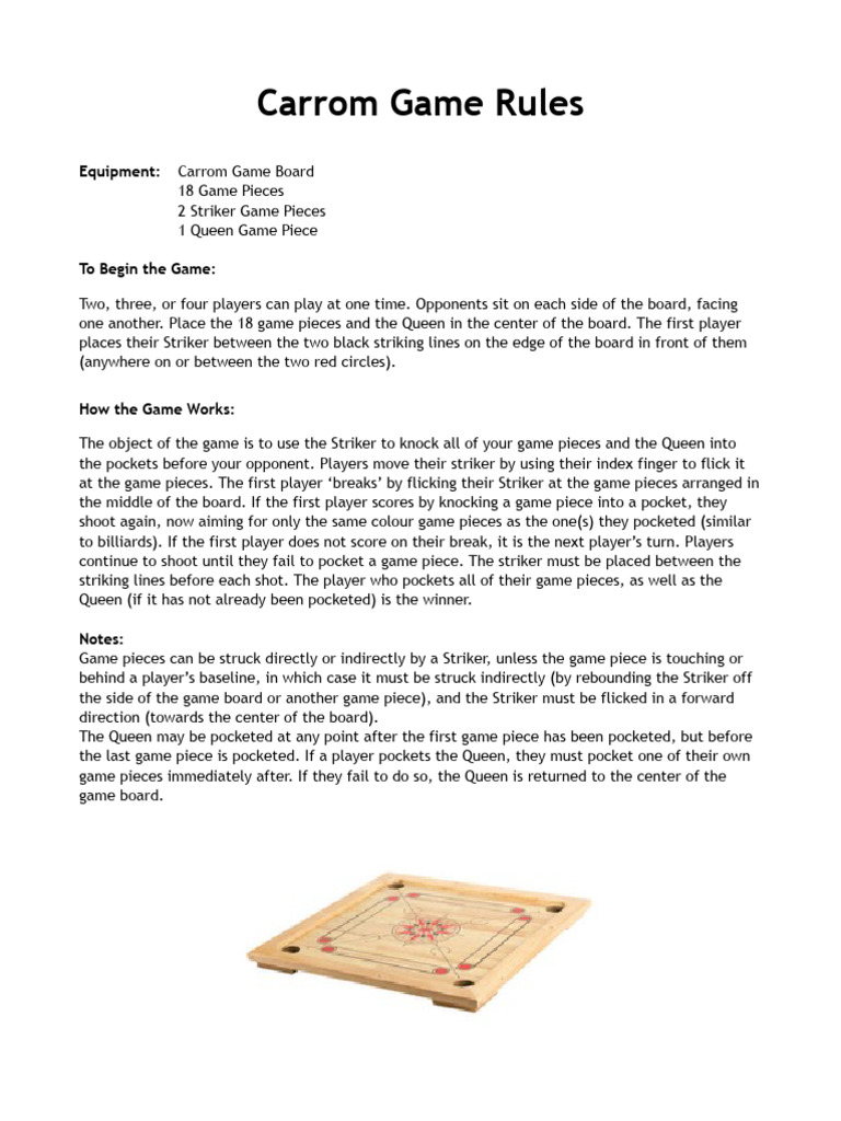 Carrom Game Rules | PDF Carrom Game Rules | PDF