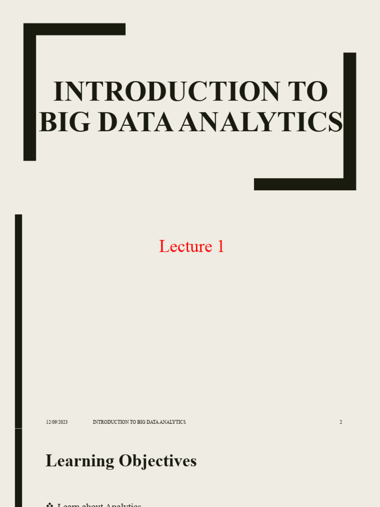 Introduction To Big Data Analytics | PDF Introduction To Big Data Analytics | PDF
