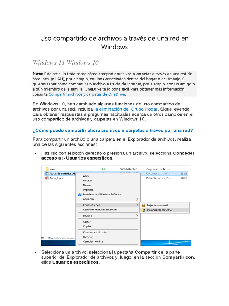 Uso Compartido de Archivos A Través de Una Red en Windows | PDF
