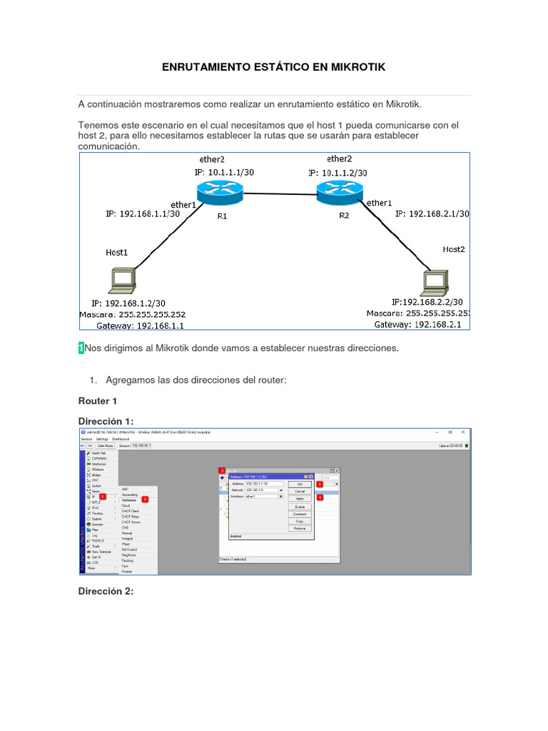 Enrutamiento Estático en Mikrotik | PDF | Negocios | Informática