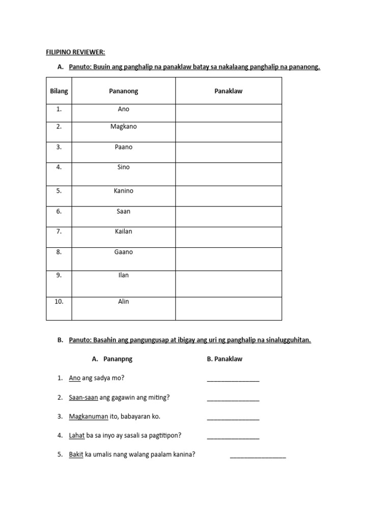 Filipino Reviewer | PDF