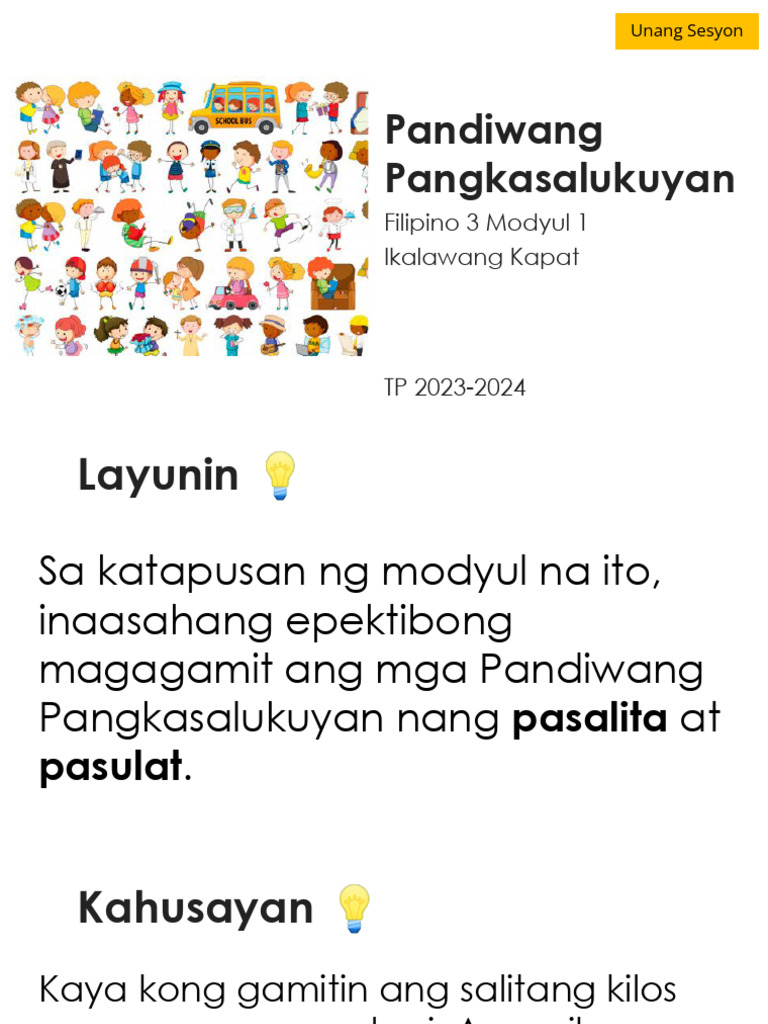2Q M1 Filipino Pandiwang Pangkasalukuyan | PDF