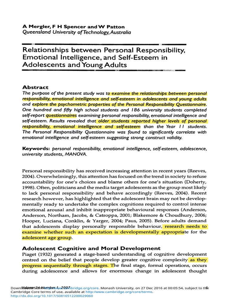 A Mergler, F H Spencer and W Patton, 2007 | PDF | Emotional ...