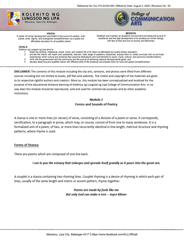 Creative Writing Module 2 | PDF | Poetry Creative Writing Module 2 | PDF | Poetry