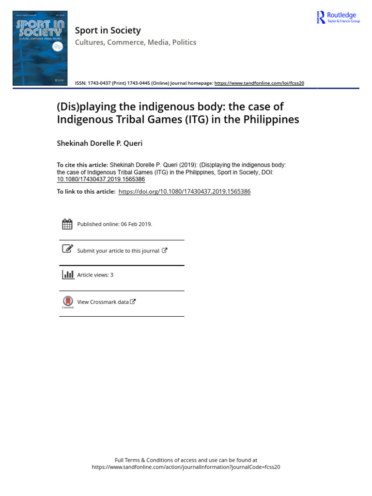 (Dis) Playing The Indigenous Body - The Case of Indigenous Tribal Games ...