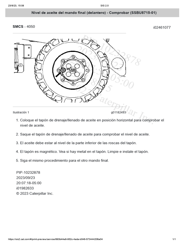 Nivel de Aceite Del Mando Final (Delantero) - Comprobar | PDF