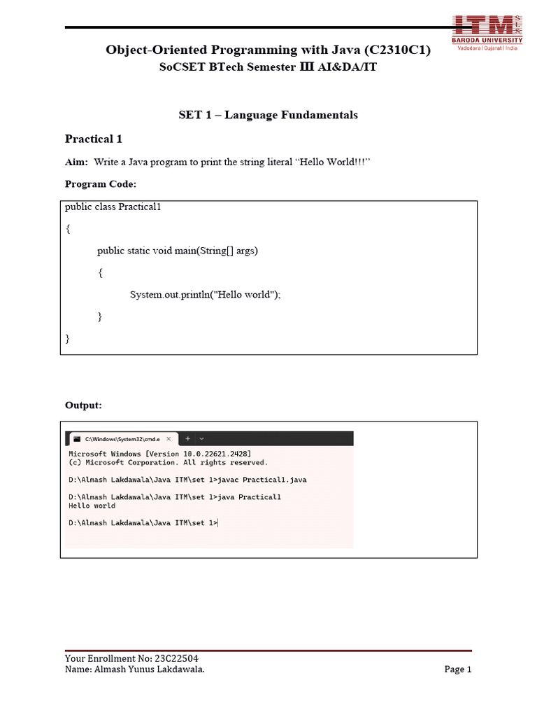JAVA Practicals Final | PDF
