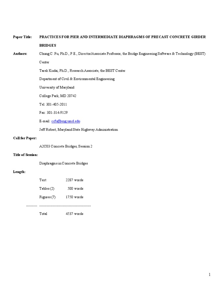Practices For Pier and Intermediate Diaphragms of Precast Concrete ...
