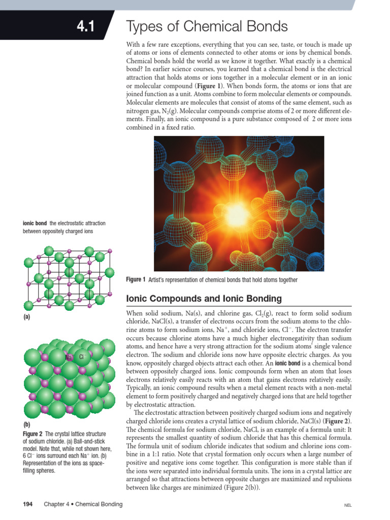 4.1 Types of Chemical Bonds | PDF