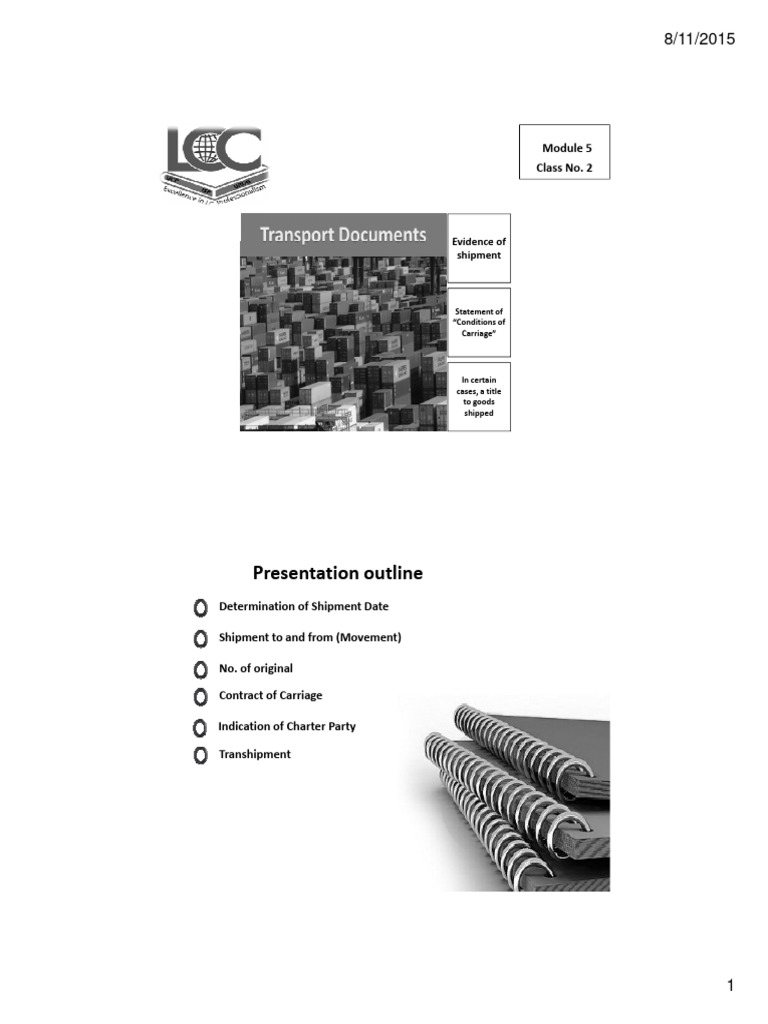 Class 2-TRANSPORT DOCUMENT ARTICLE 19-27 | PDF | Bill Of Lading | Transport