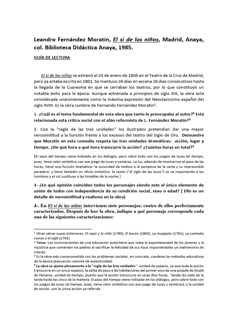 Análisis de "El sí de las niñas" | PDF