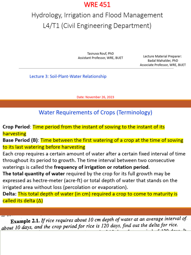 Lecture 3 Irrigation Tasnuva | PDF | Water | Irrigation