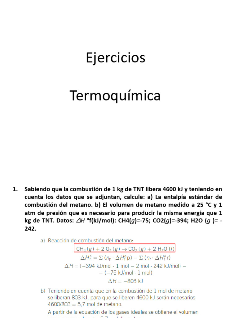 Ejercicios Termoquimica 2022 | PDF | Propano | Combustión
