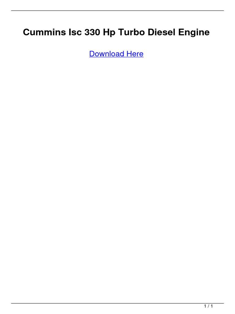 Cummins Isc 330 HP Turbo Diesel Engine | PDF | Technology & Engineering