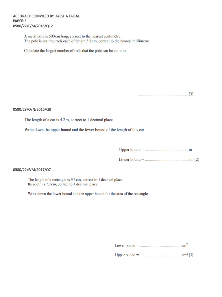 Limits of Accuracy P2 0580 | PDF