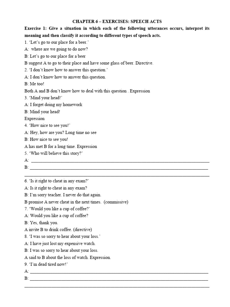 Speech Acts Exercises | PDF