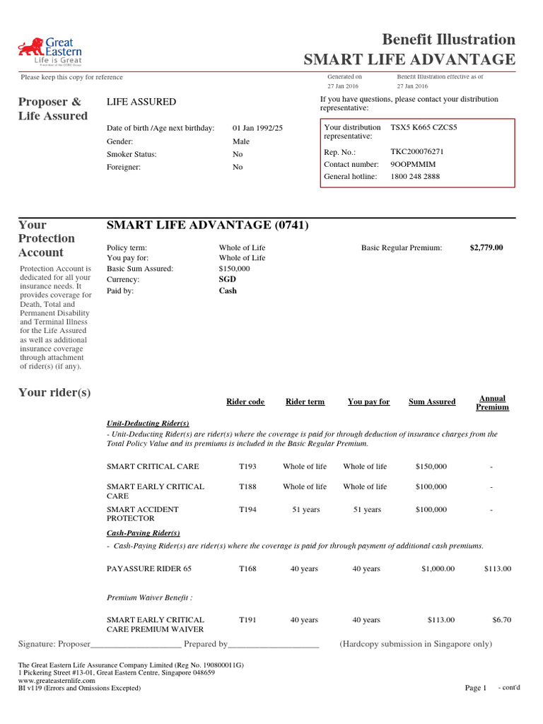 Smart Life Advantage Sample BIPS | PDF | Life Insurance | Insurance
