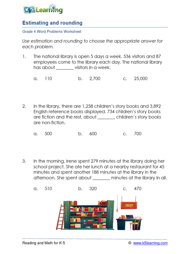 Grade 4 Word Problems Estimating Rounding e | PDF