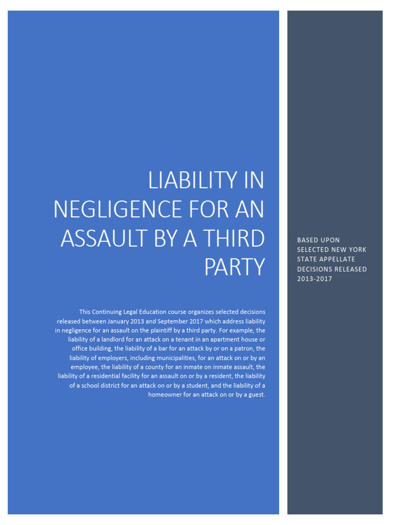 Liability in Negligence For An Assault by A Third Party Edited 4 30 19 ...