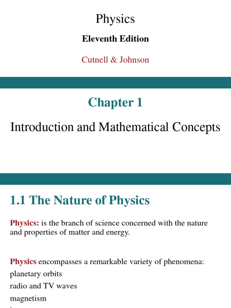 Chapter 1 Introduction and Mathematical Concepts | PDF | Euclidean Vector | International System ...