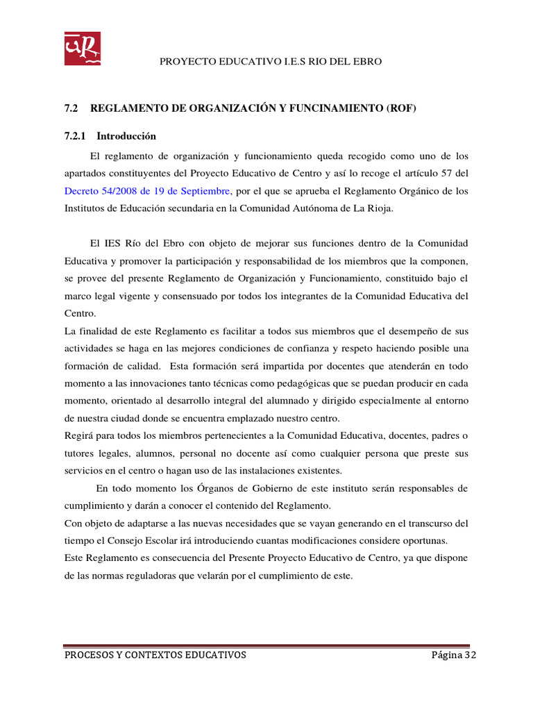 Reglamento de Organización y Funcinamiento | PDF | Regulación | Maestros