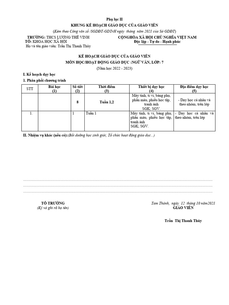 KHGD Van 7 - Cua GV 22-23 | PDF
