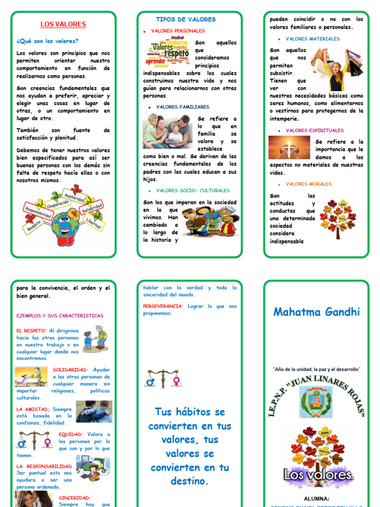 Triptico Los Valores - Trujillo | PDF | Fondo del mar | Desierto