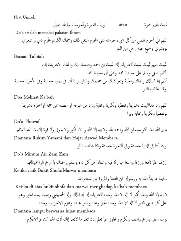 Doa Doa Manasik Umroh | PDF
