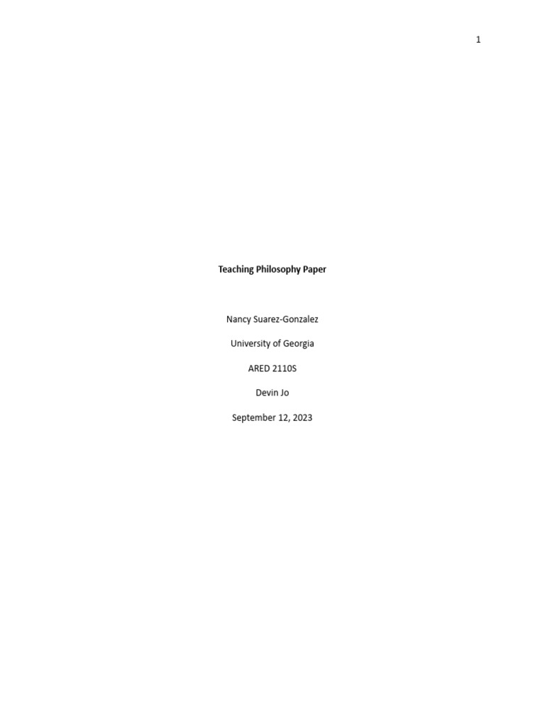 Teaching Philosophy Paper - Nancy Suarez-Gonzalez | PDF | Teachers | Lesson Plan
