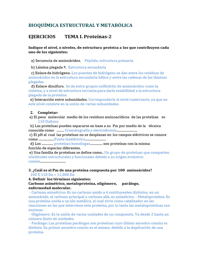 Clase Práctica No.10 Cap. I. Proteinas-2 | PDF | Proteínas | Aminoácidos