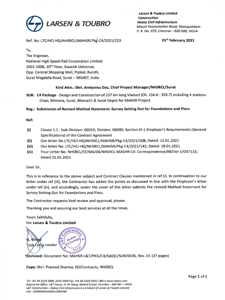 MAHSR C4 Survey Setting Out Plan | PDF | Surveying | Geographical ...