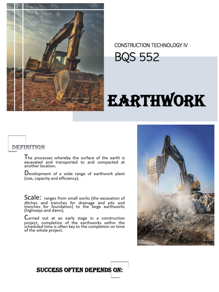 1. EARTHWORK | PDF | Deep Foundation | Trench