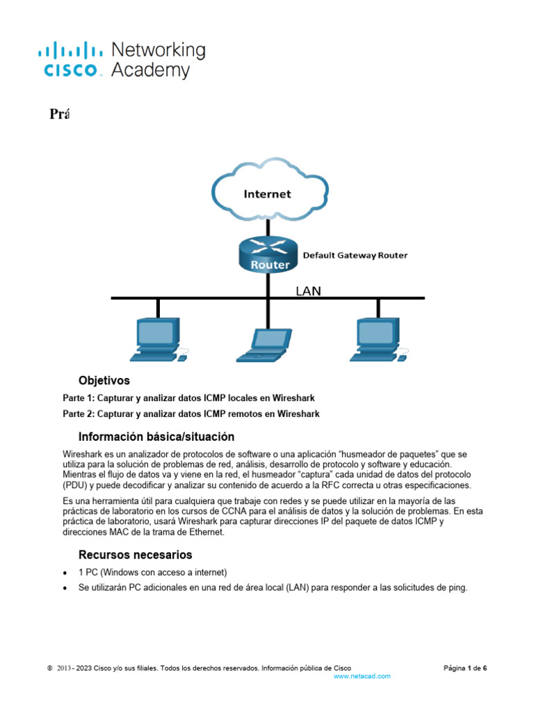 3 7 10 Lab Use Wireshark To View Network Traffic Pdf Dirección Ip Estándares De Red