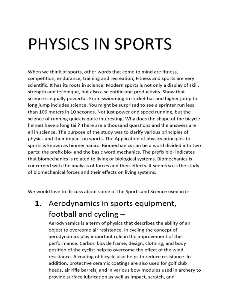 Physics in Sports | PDF | Friction | Biomechanics