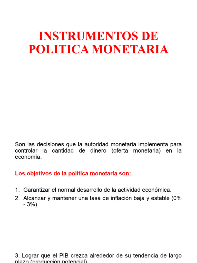 Instrumentos de Politica Monetaria | PDF | La política monetaria | Bancos