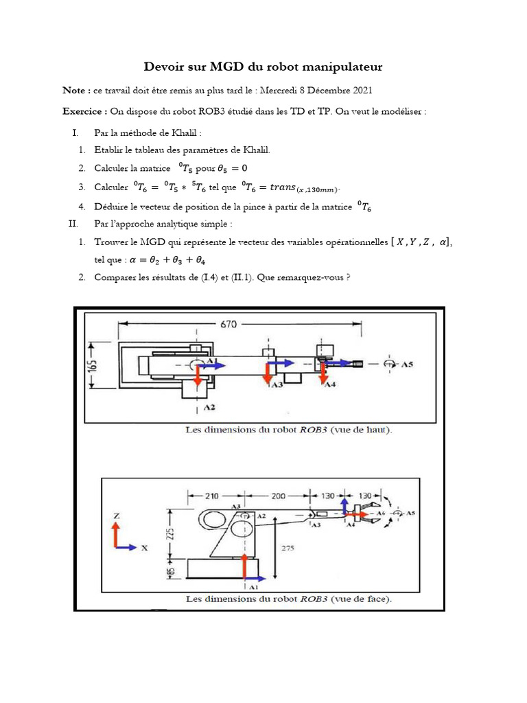 Devoir Sur MGD Du Robot Manipulateur - MAP | PDF